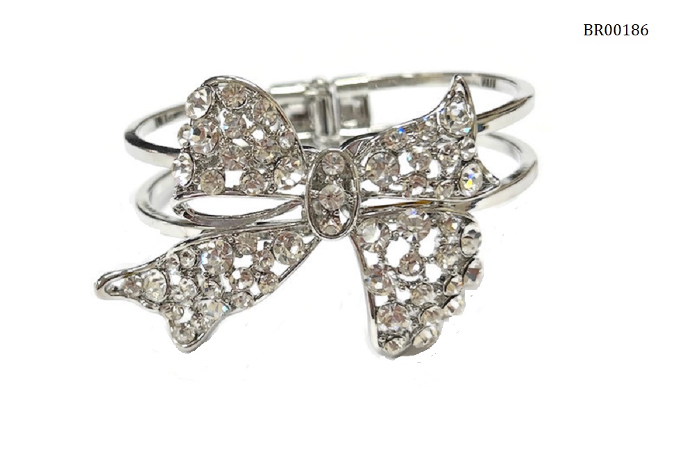 BR00186 Bow Hinged Bangle - FA Bridestones Fashion Jewellery Ltd.
