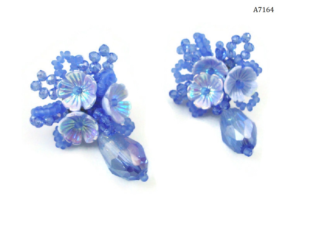 A7164 Handmade Blue Acrylic Flower Stud Earrings - FA Bridestones ...